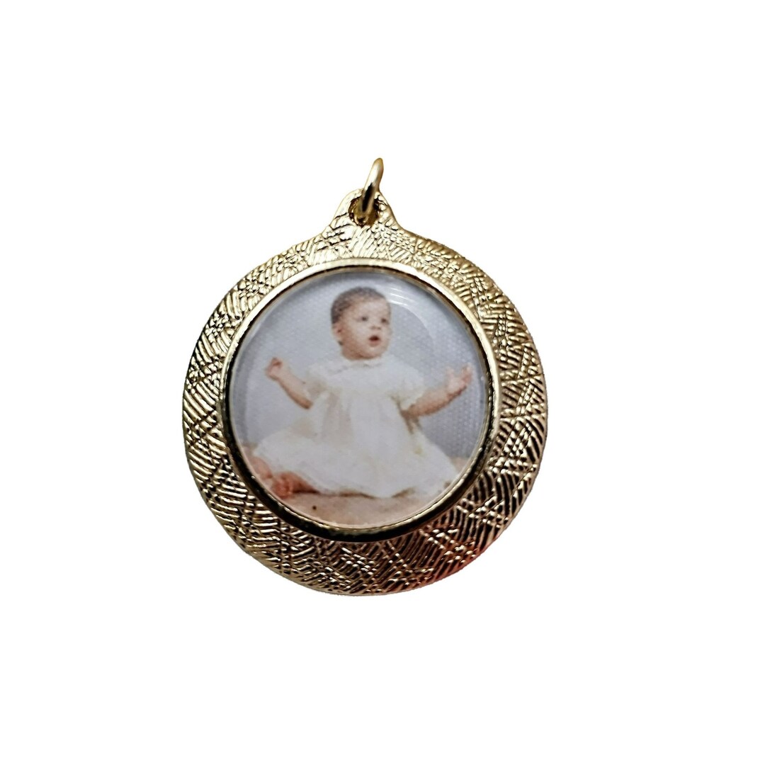 Vintage Gold Tone Round Frame Baby Girl Photo Image Pendant - Etsy