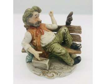 Capodimonte Tramp on Bench - Etsy UK