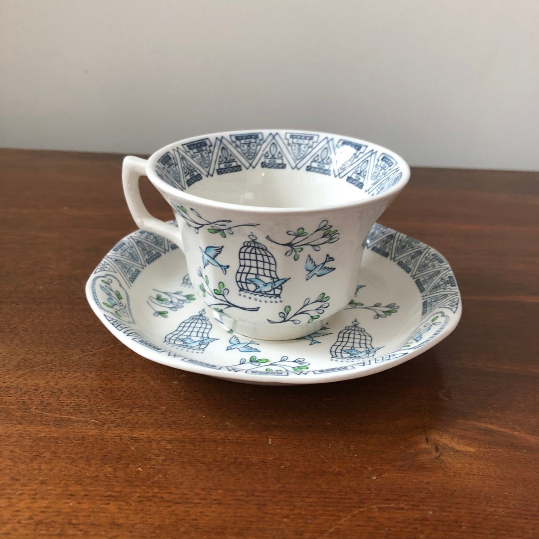 Vintage Adams England Teacup & Saucer Blue Chinoiserie - Etsy Canada