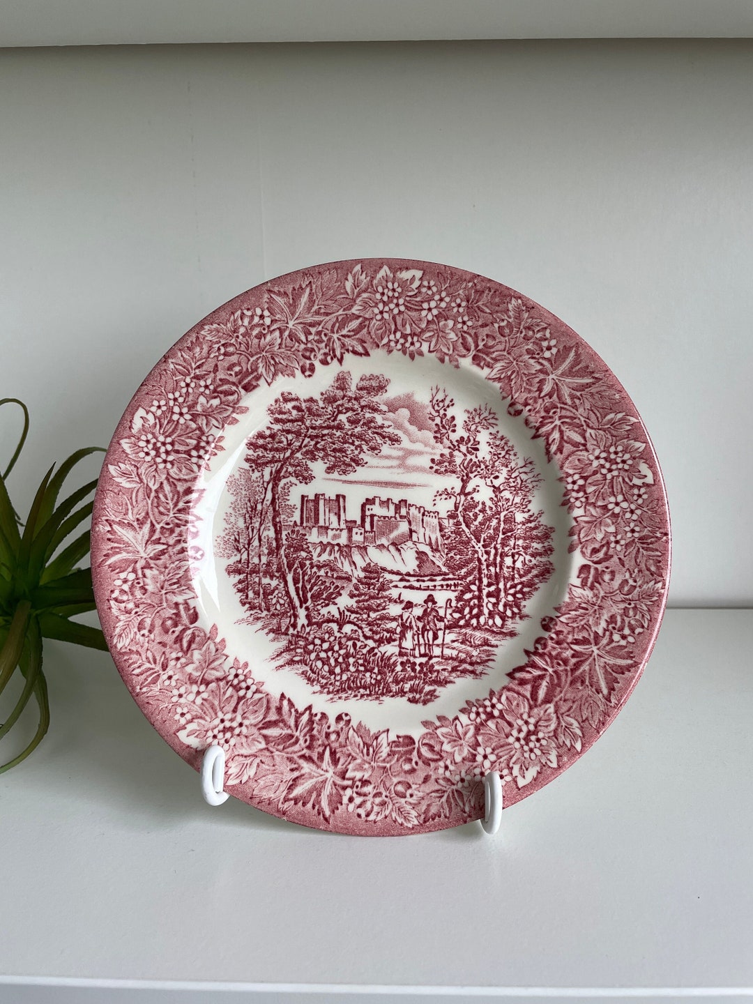 Pink Transferware Salad Plate Vintage Castles Red by English Ironstone ...