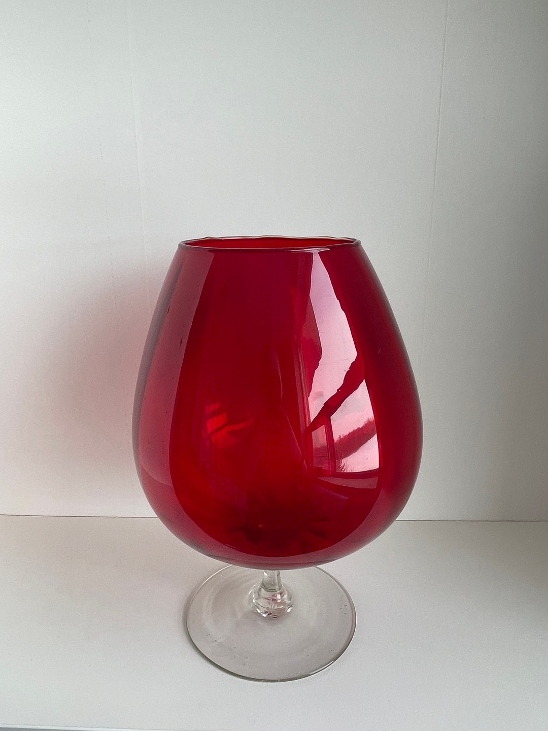 Mcm Vintage Empoli Ruby Red Glass Brandy Snifter Glass Huge - Etsy