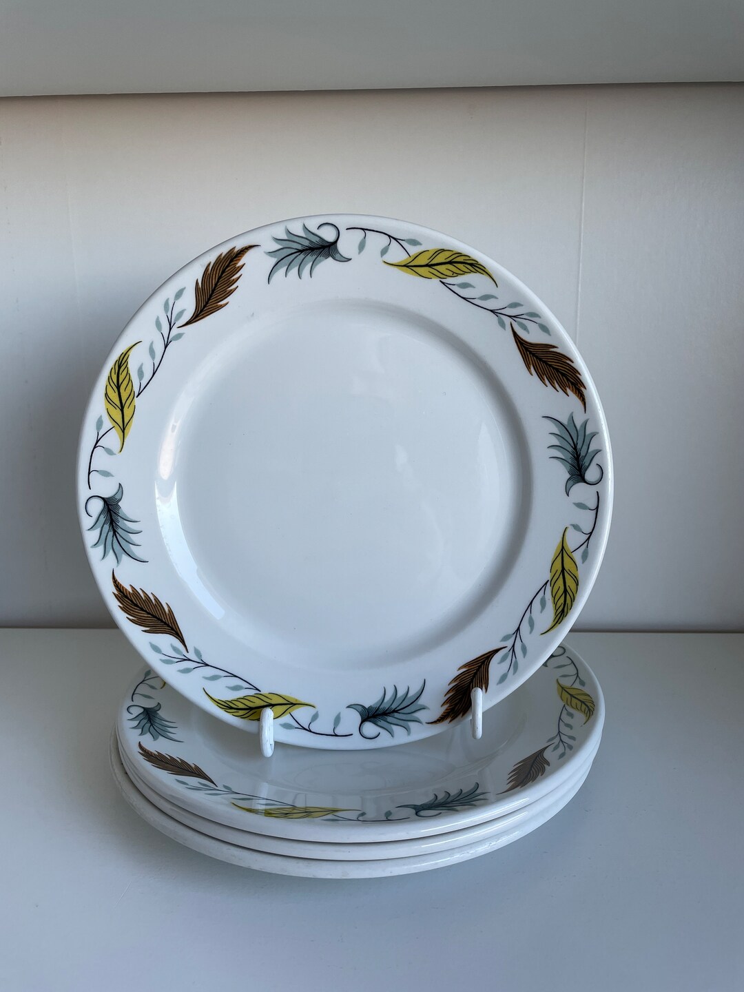 Set of 4 Duraline Hotel Ware 8" Plates, Vintage MCM 60s Multicolored ...