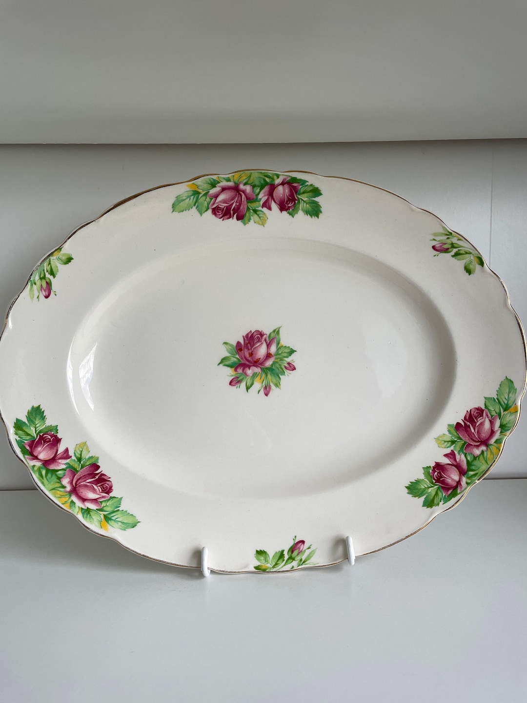 Elizabeth Rose Floral Serving Platter - Vintage 14" Platter A J ...