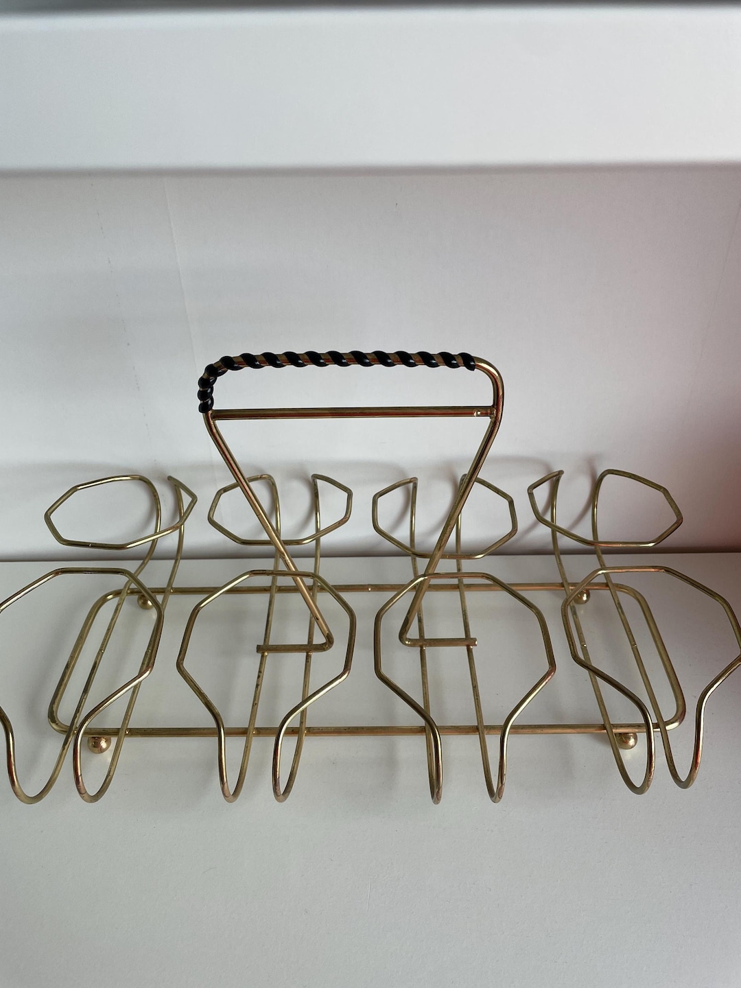 Mid-century Modern Wire Drink Carrier - Metal Gold Tone Wire Drink ...