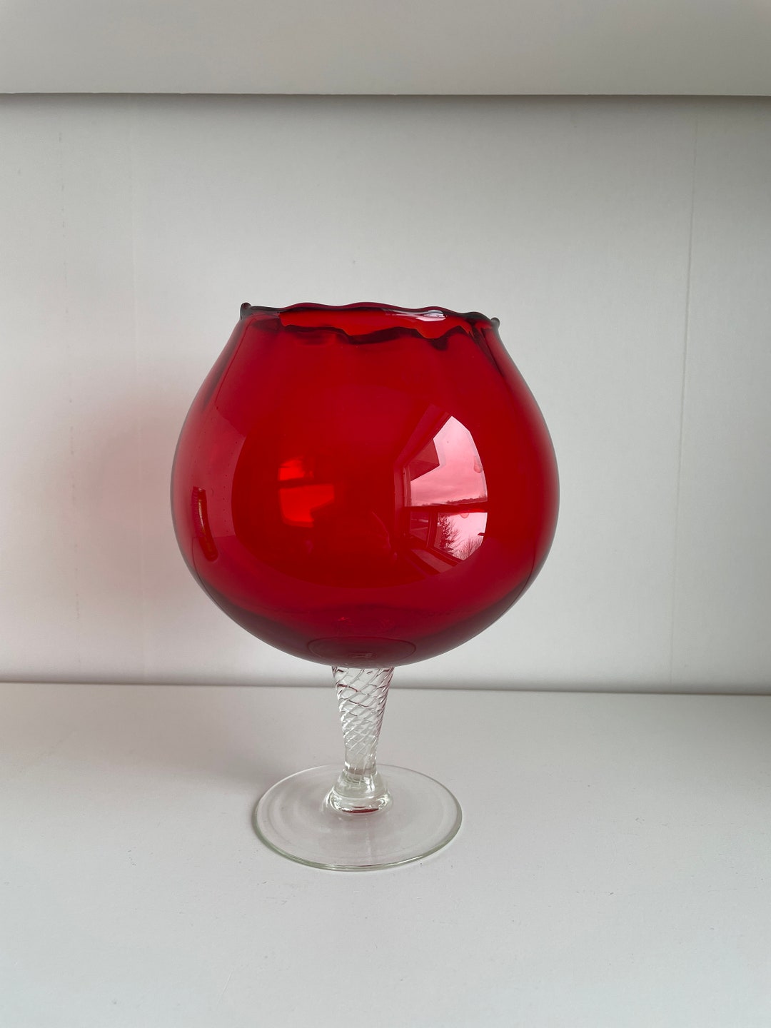 Mcm Vintage Empoli Red Glass Brandy Snifter Glass, Empoli Italy Art ...