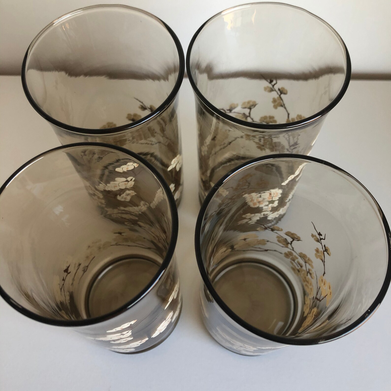 Set of 4 Vintage Libbey Smoky Floral Drinking Glasses Libbey - Etsy