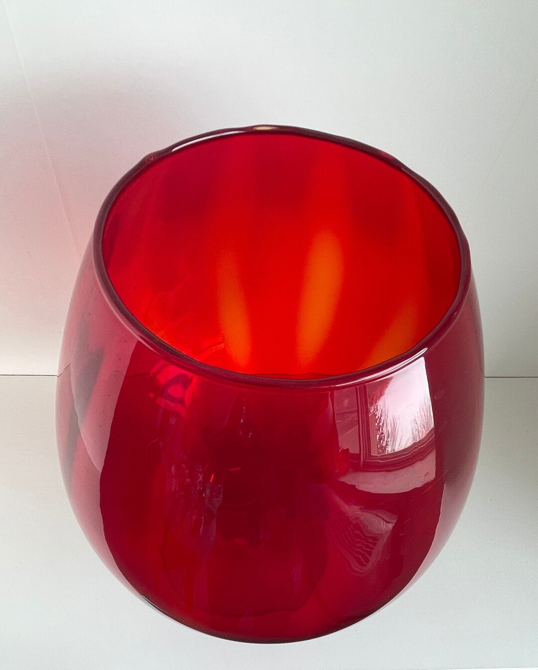 Mcm Vintage Empoli Ruby Red Glass Brandy Snifter Glass, Huge Empoli ...