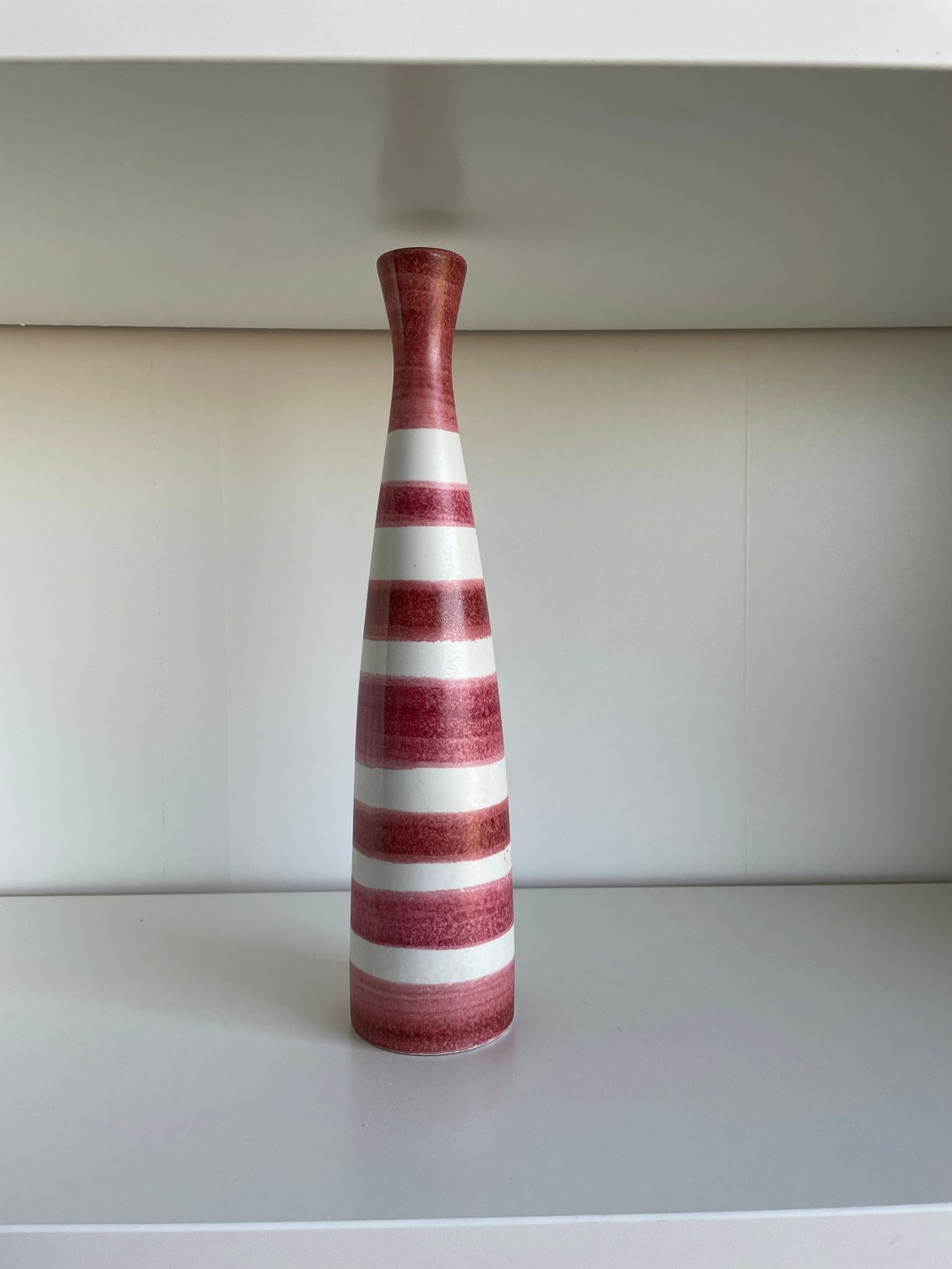 Raymor Pottery Signed 11 Vase Red Striped Italian Art Pottery Vase ...