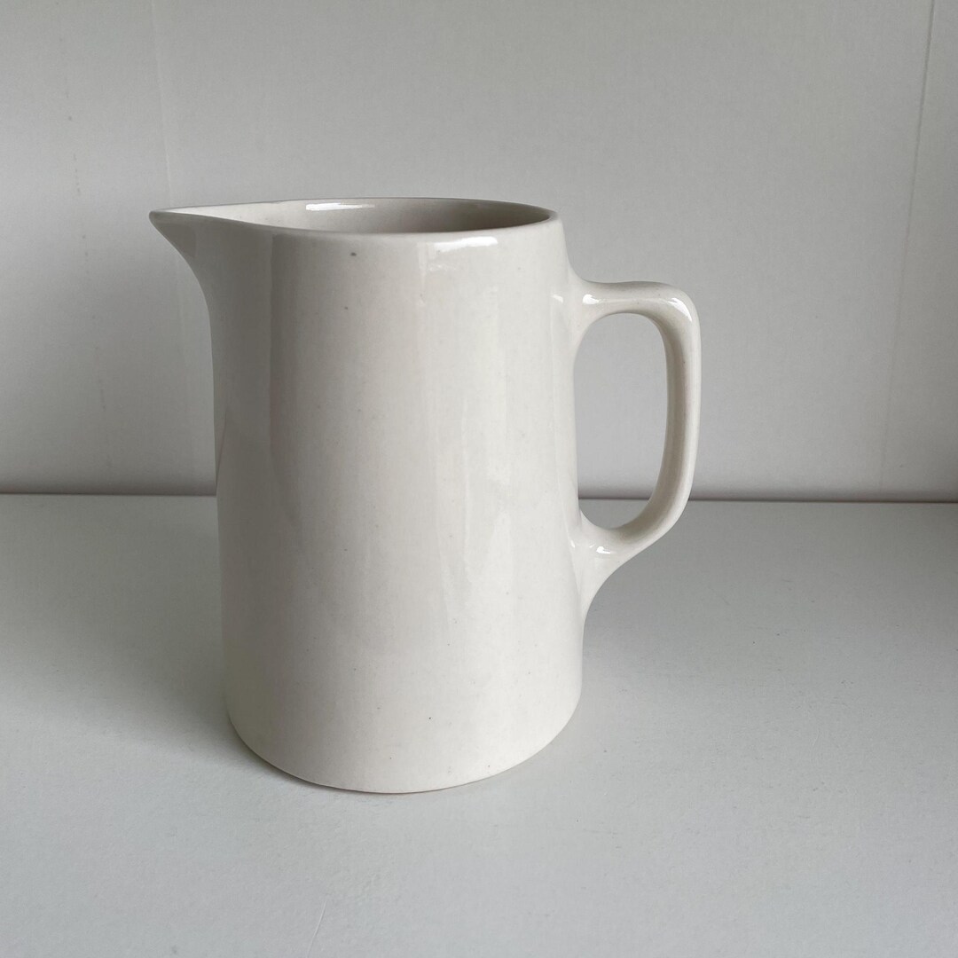 Vintage Creamware Milk Pitcher - Antique Rustic off White Ceramic Milk ...