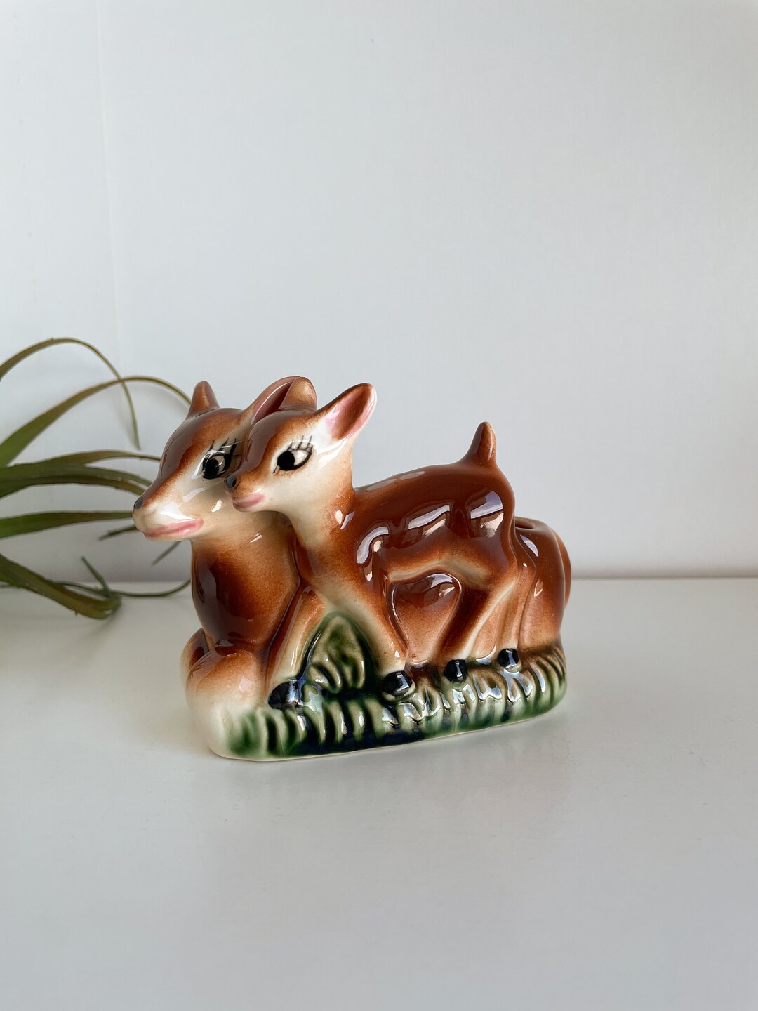 Vintage Reh Mini Übertopf Mutter Reh mit Baby Japan Art Pottery ...