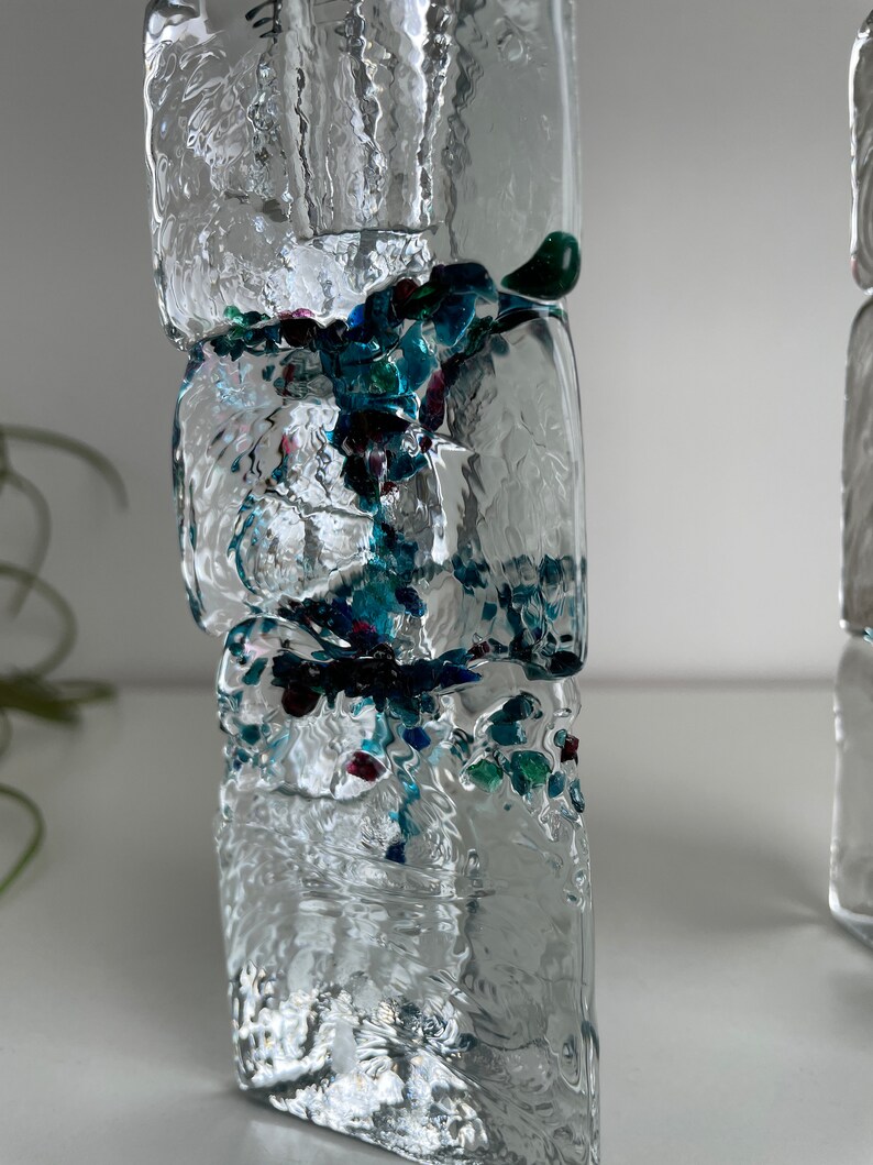 Sculpted Ice Candlestick Holders Pair of Canadian Art Glass - Etsy