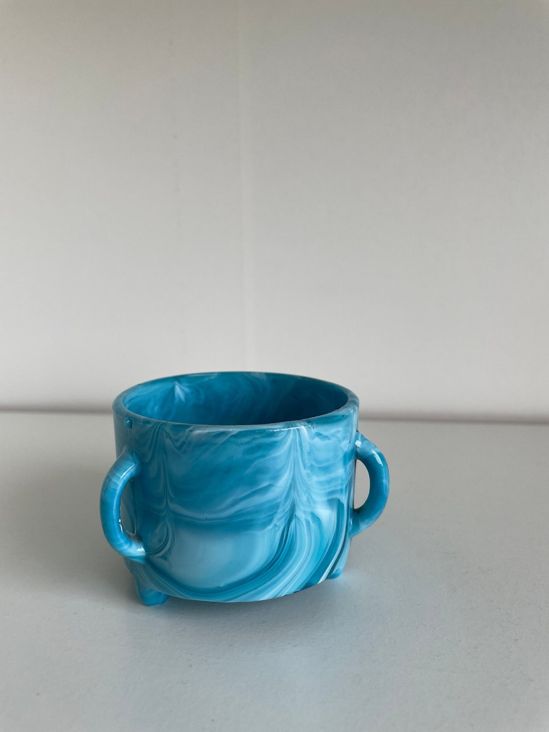 Sowerby Blue Slag Glass Vase Antique Sowerby Malachite Slag Glass Posy ...