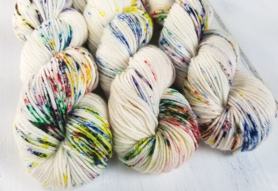 Worsted Weight Yarn Hand Dyed Speckled Rainbow Superwash | Etsy