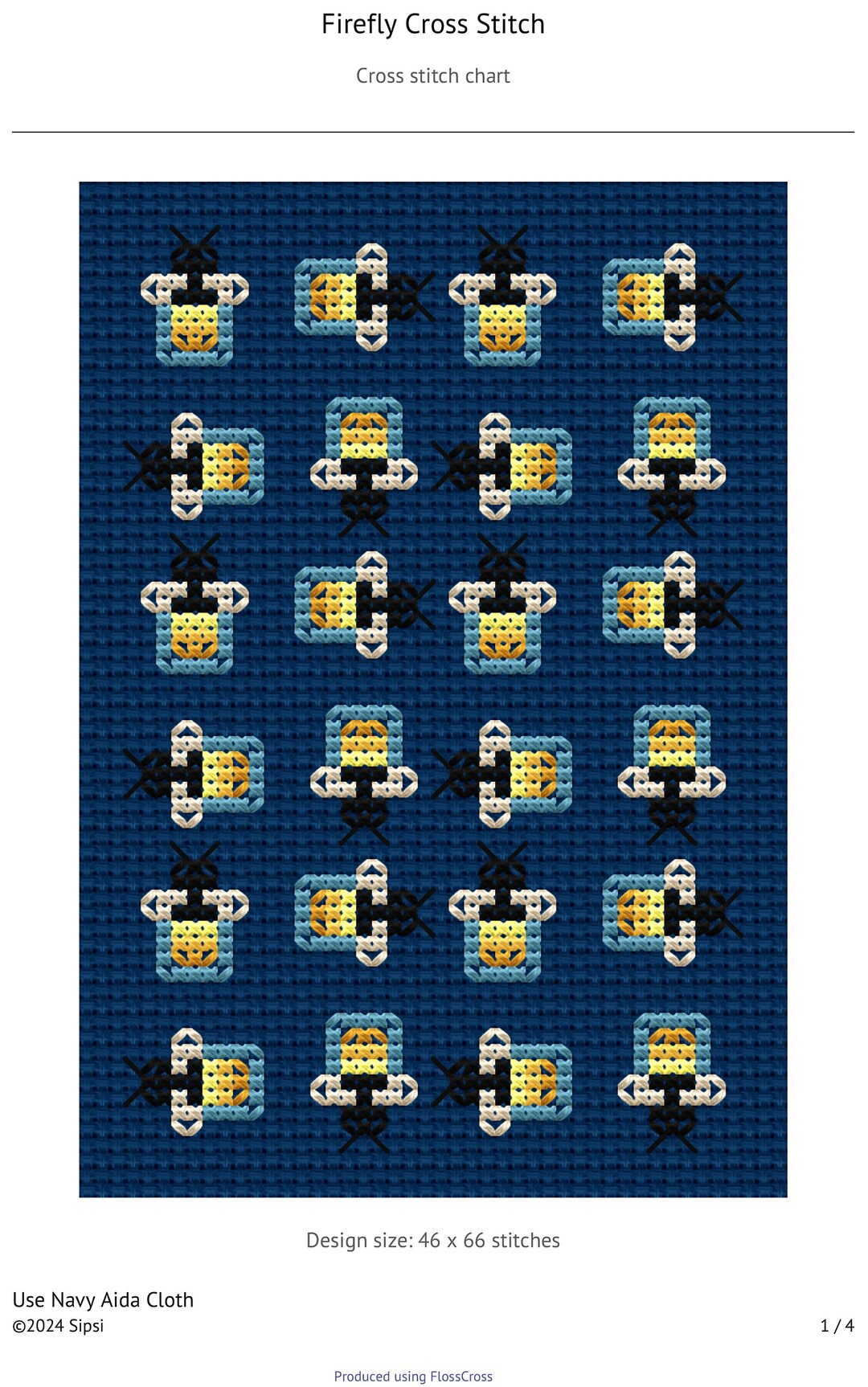 Firefly Mini Mug Rug Bookmark Cross Stitch Pattern Digital DIY - Etsy