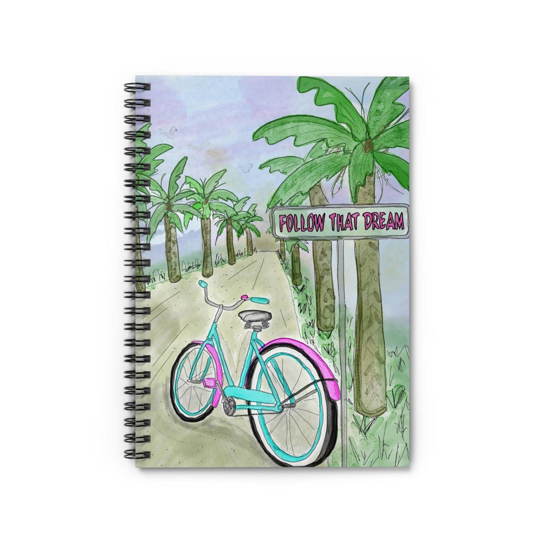Dream Big Spiral Notebook: Tropical Bike Design Journal, Student ...