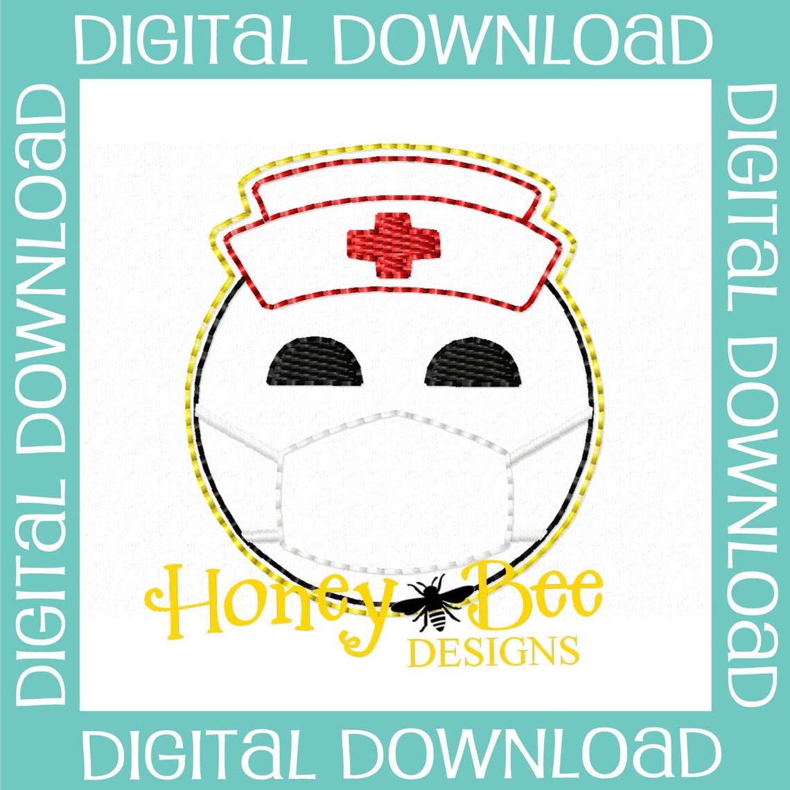 Nurse Emoji Feltie Design, Scrub Emoji Feltie Embroidery Design, Feltie ...