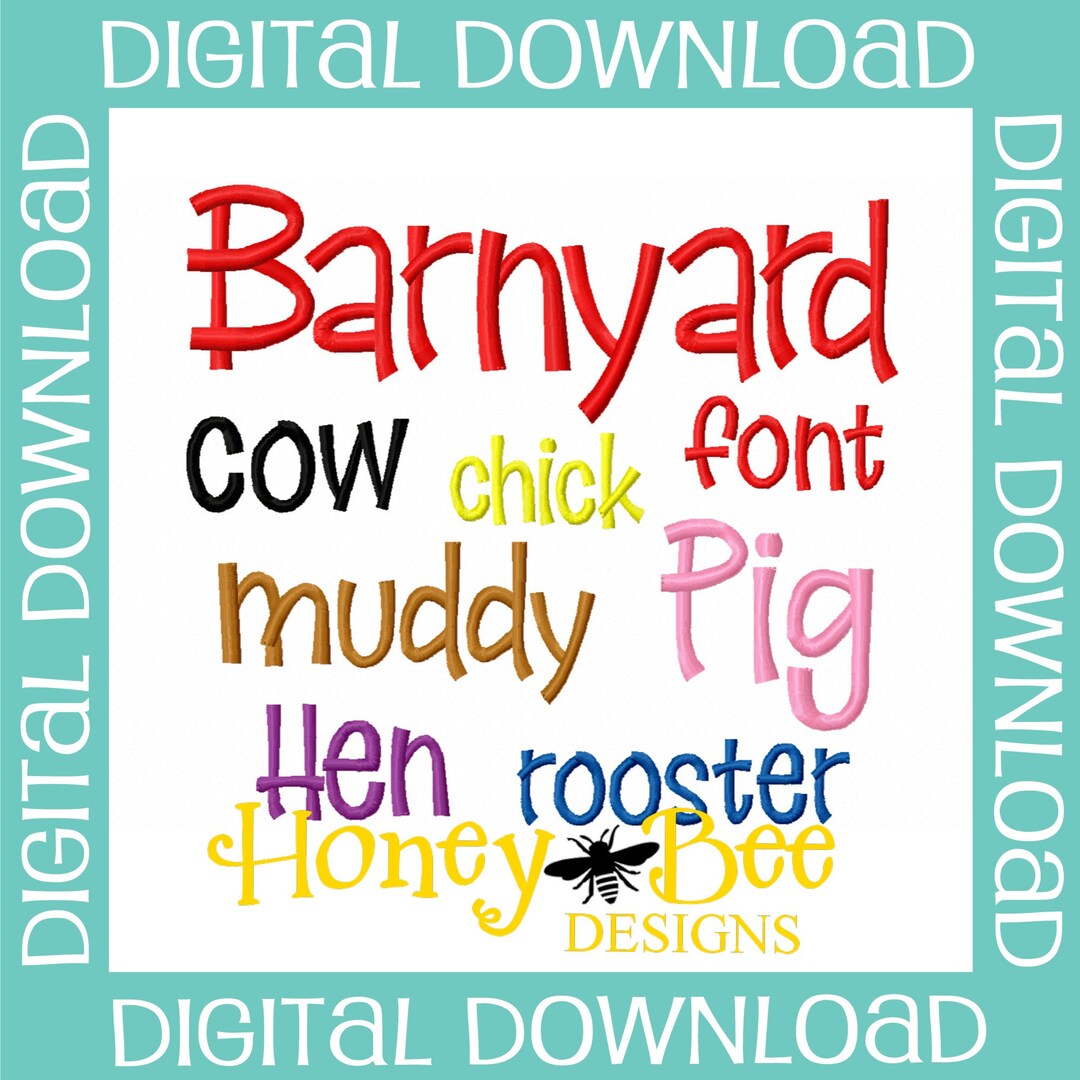 Embroidery Font, Barnyard Embroidery Font, Machine Embroidery Font ...