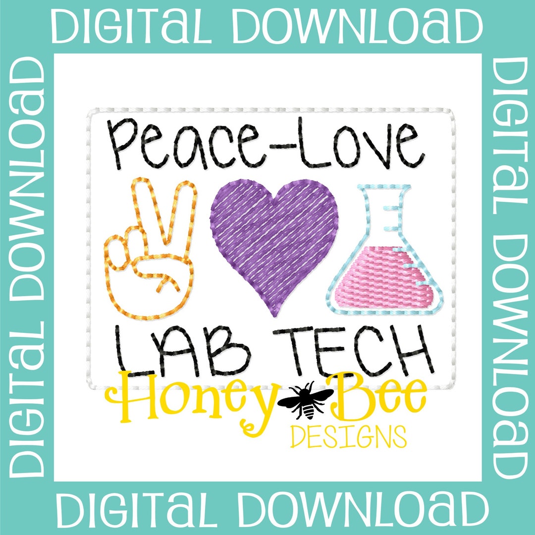 Peace Love Lab Tech Feltie Design, Lab Tech Feltie Embroidery Design ...