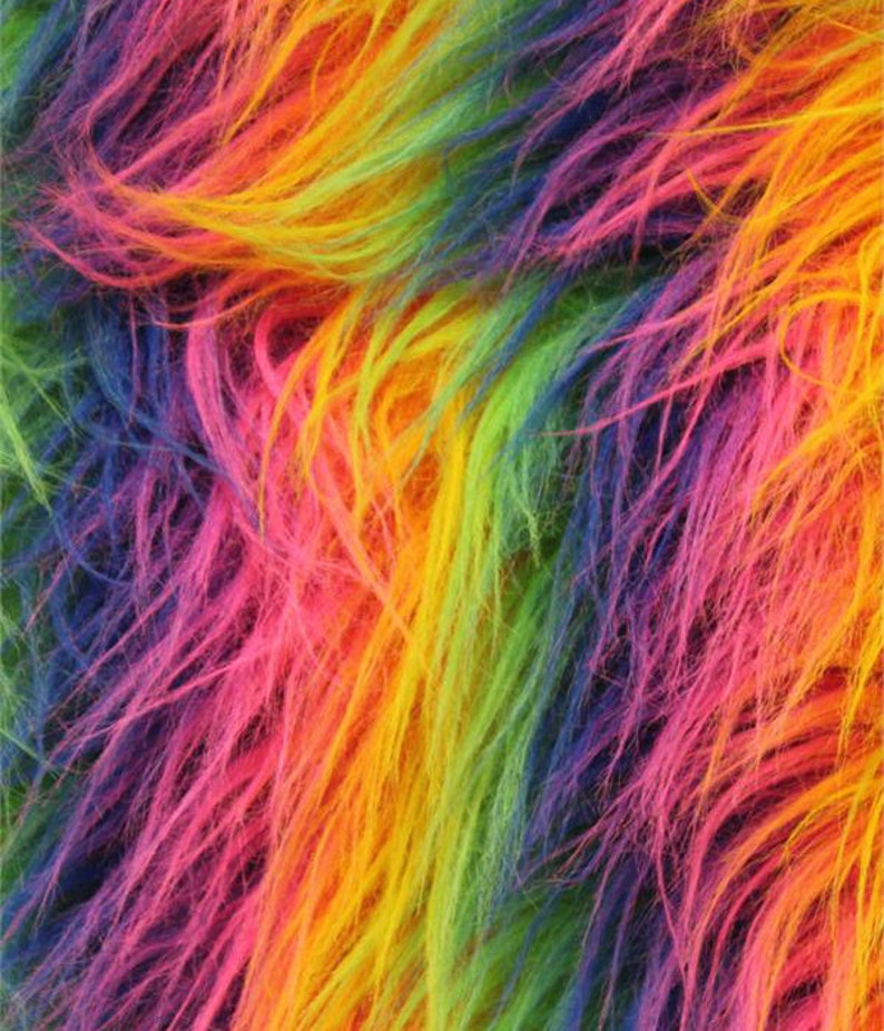 Mongolian Faux Fur RAINBOW Trim 4" Wide X 30" or 36", With 3" Long Pile ...