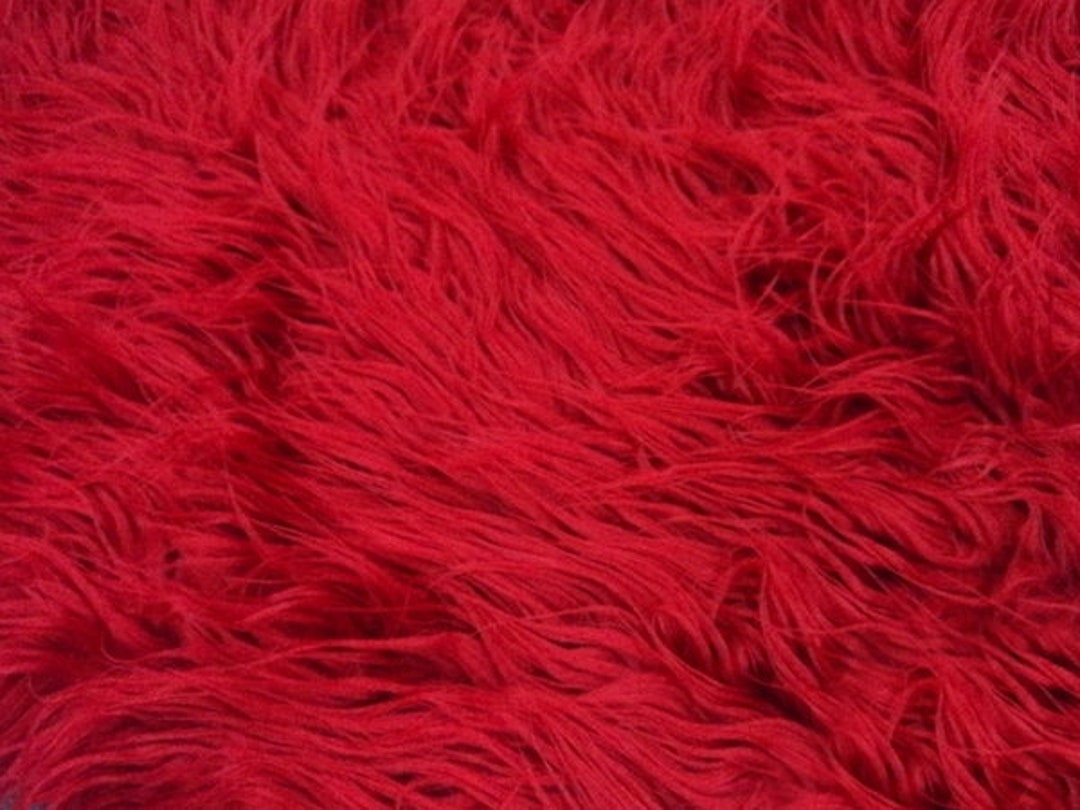 Mongolian RED Faux Fur Squares 3" Long Pile Fur Craft Supplies Gnome ...