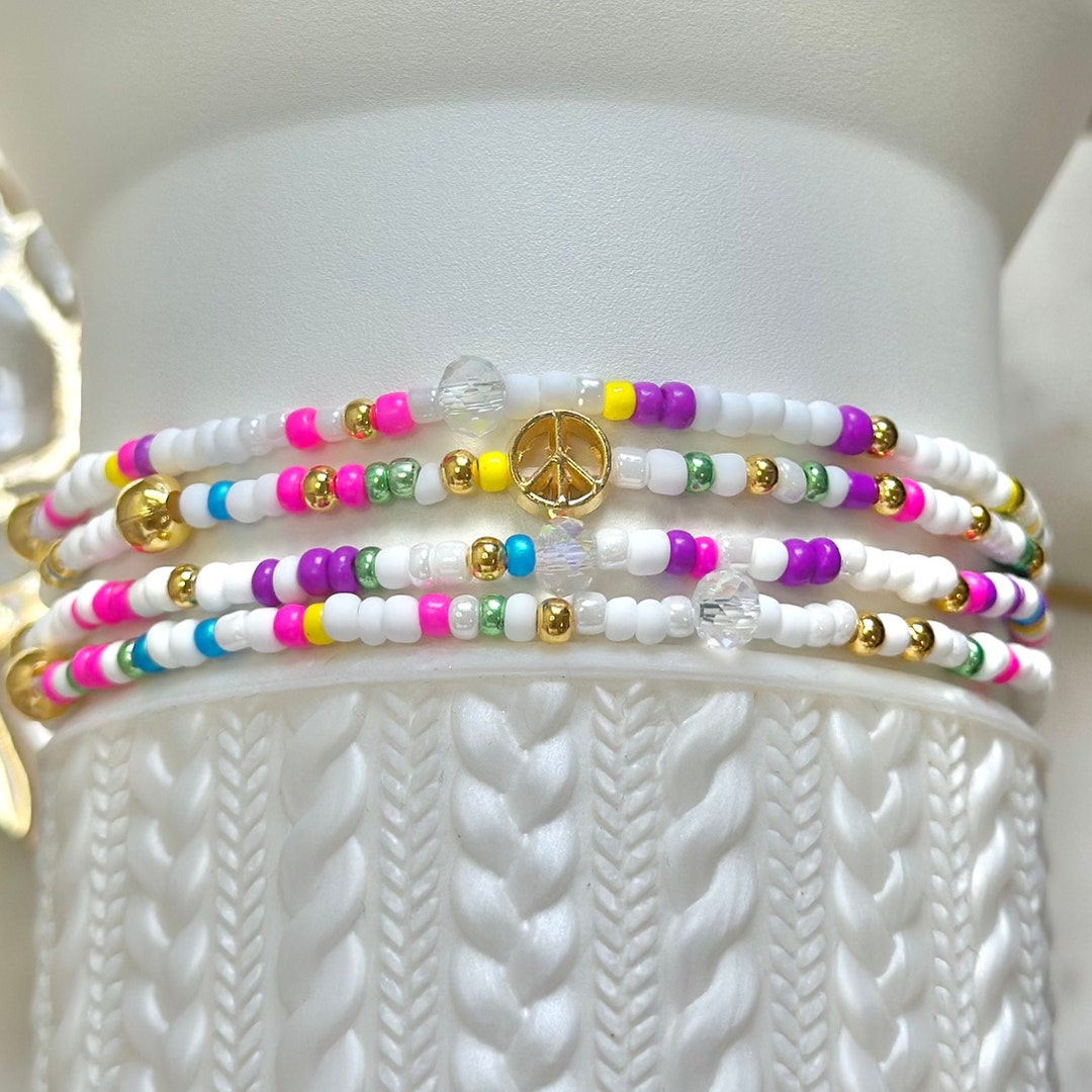 Czech Glass Seed Bead Infinity Wrap Handmade Beaded Jewelry Stackable ...