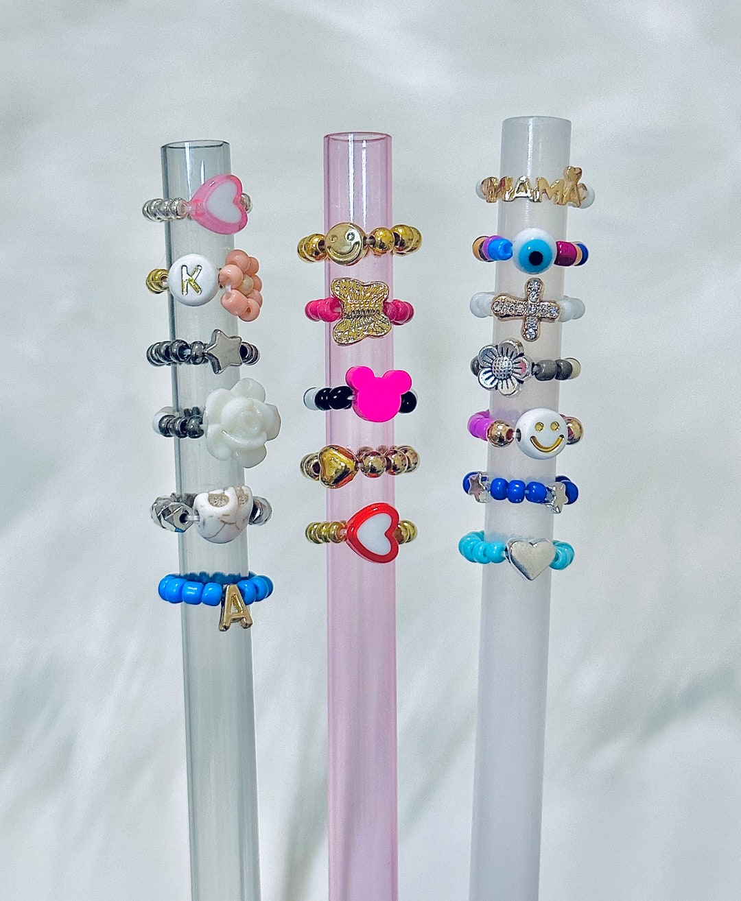 New Dainty Stretch Beaded Straw Bands for Quencher Tumbler 40oz or 30oz ...