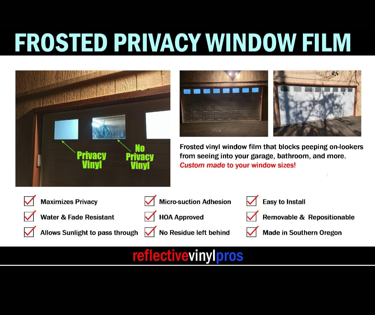 Privacy Window Vinyl Sheets for Garage and Home Windows. Custom Sizes ...