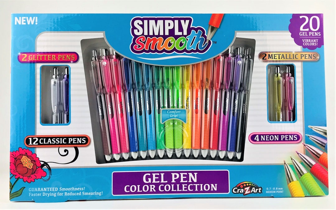 Cra-z-art 20 Vibrant Gel Pens Set Classic, Glitter, Metallic Neon Craft ...