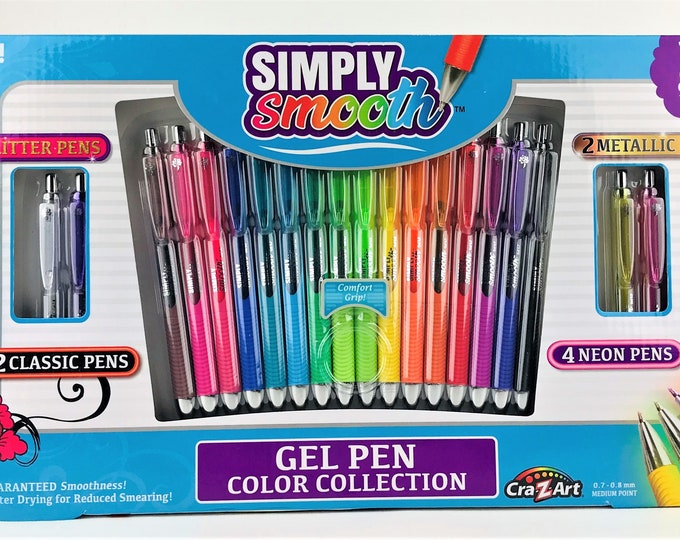 Cra-z-art 20 Vibrant Gel Pens Set Classic, Glitter, Metallic Neon Craft ...