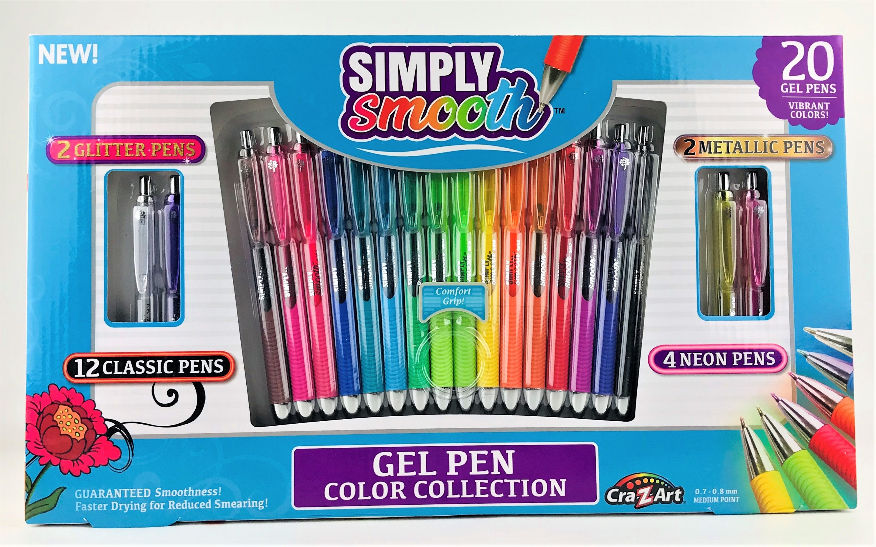 Cra-z-art 20 Vibrant Gel Pens Set Classic, Glitter, Metallic Neon Craft ...