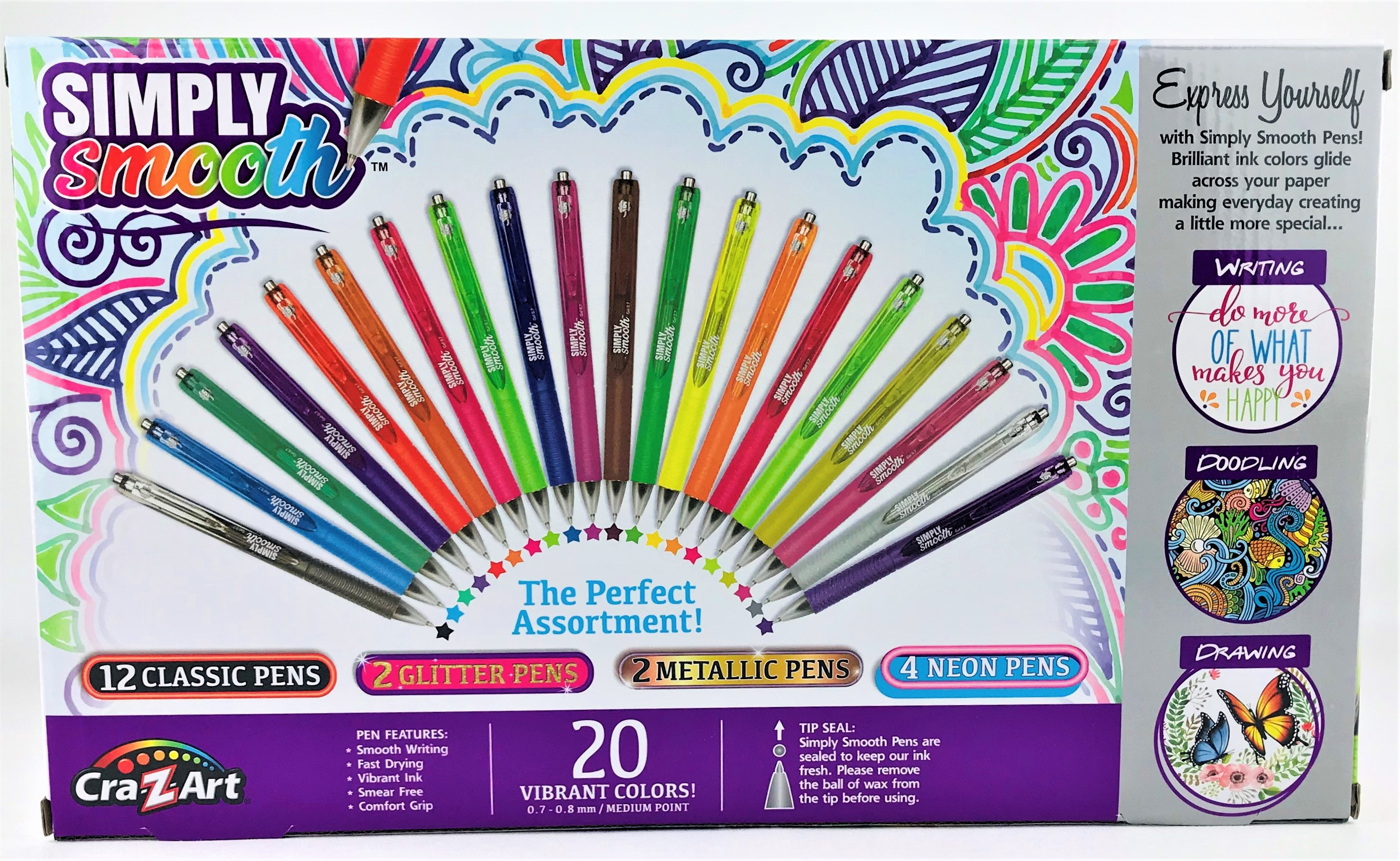 Cra-z-art 20 Vibrant Gel Pens Set Classic, Glitter, Metallic Neon Craft ...