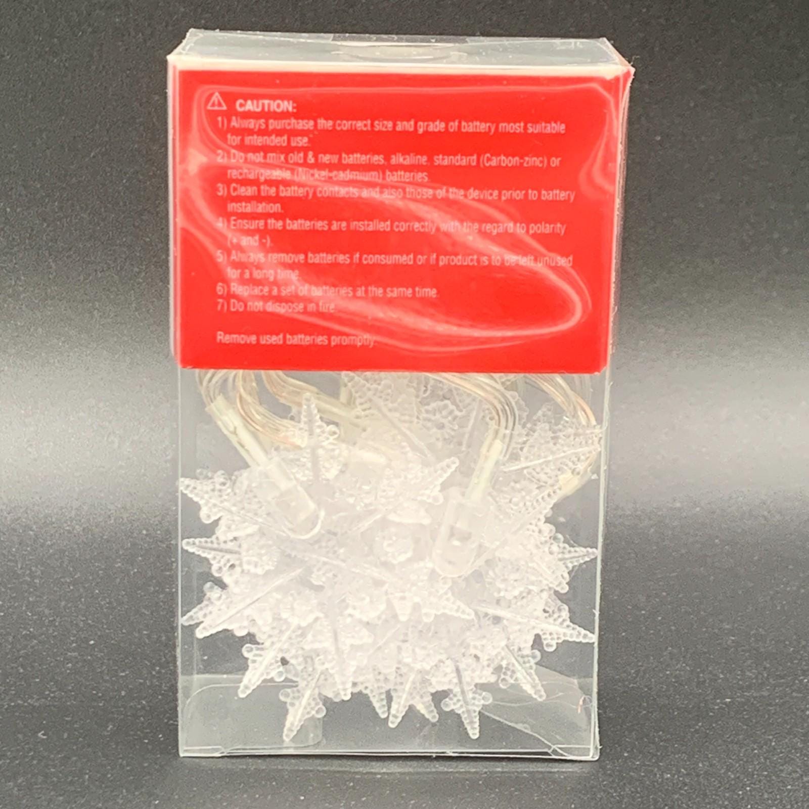 Snowflake String Lights Battery Operated LED - Alpine, Christmas ...