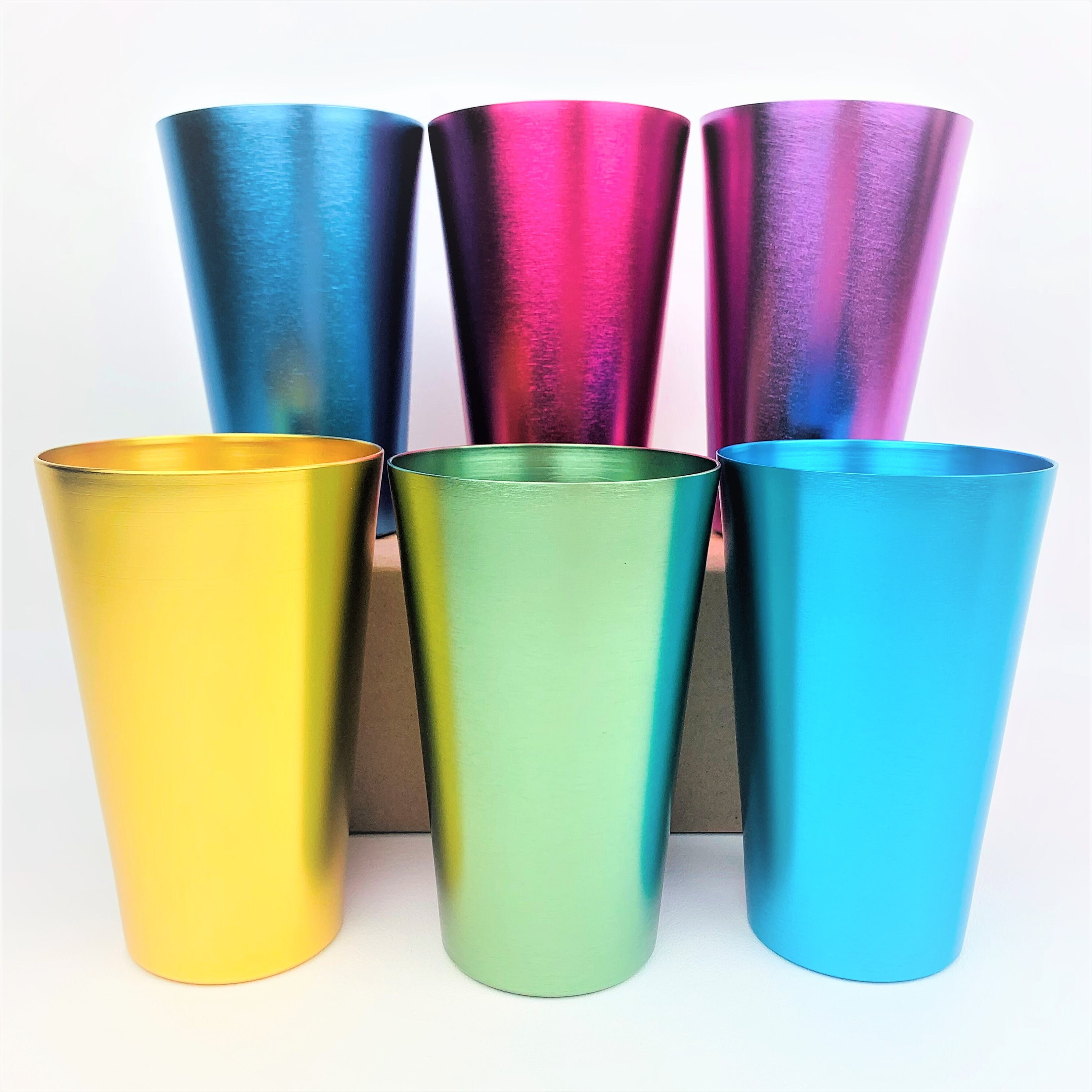 Retro Vintage Style Aluminum Tumbler Cups - Set of 6 Fun Retro Colors ...
