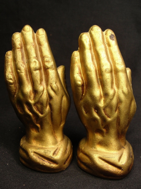 Vintage Gold Prayer Praying Hands Holy Bible Religious Salt - Etsy