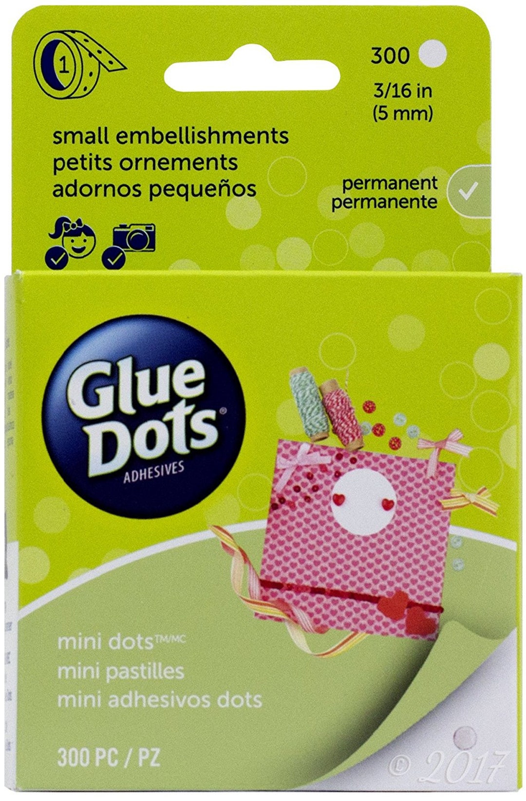 Mini Glue Dots Roll Adhesive 300 Dots 3/16" Non-toxic, Acid Free ...