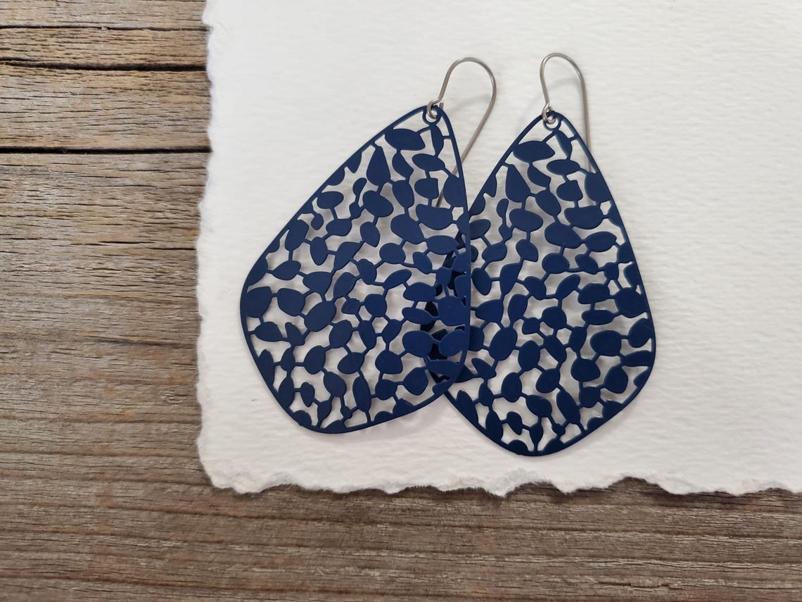 Leaf Vine Design Earrings, Titanium Hooks, Sensitive Ears ...