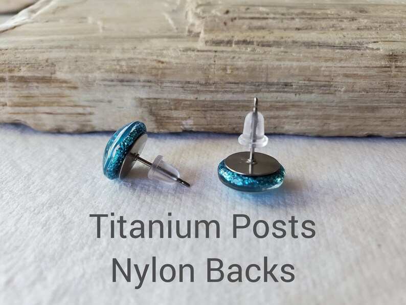 Copper Sunset Collection Titanium Earrings Glitter Studs | Etsy