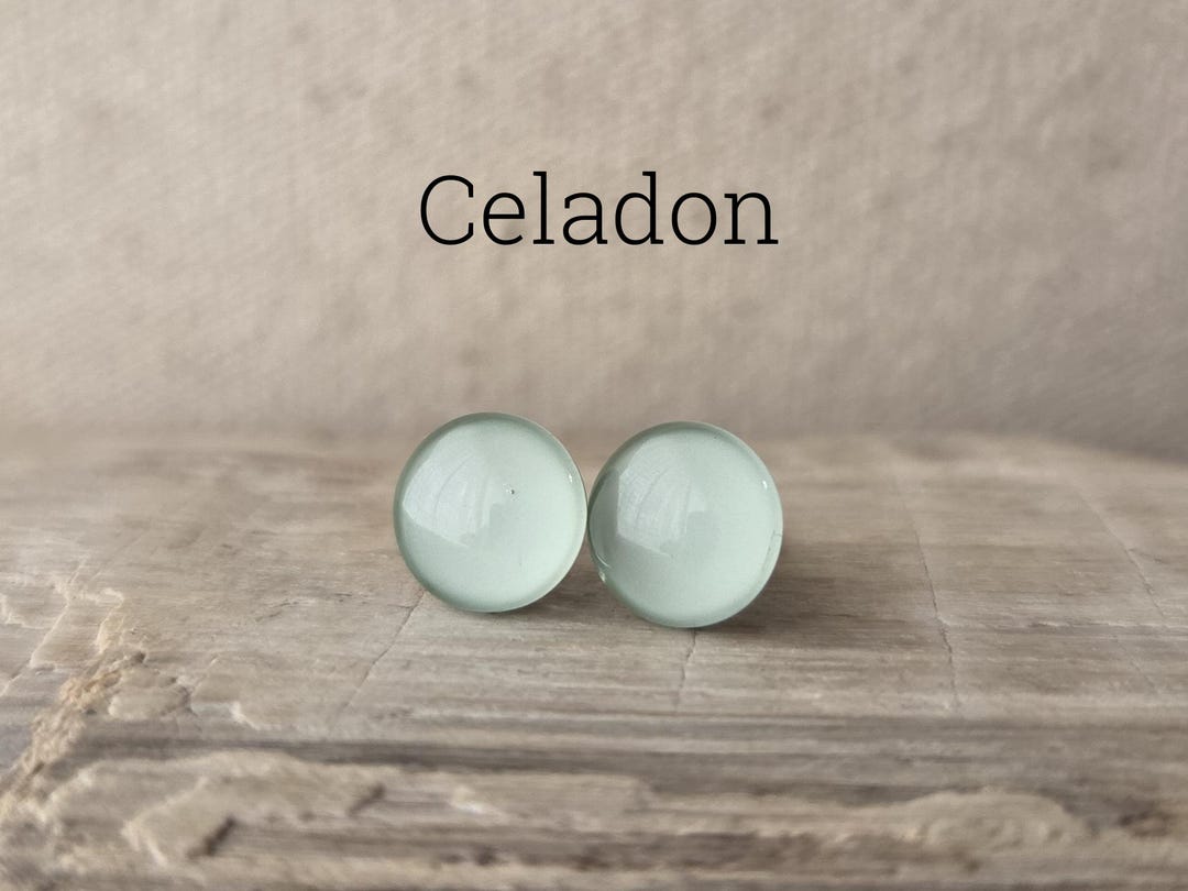 Celadon Stud Earrings, Titanium Posts, Hypoallergenic Studs, Sensitive ...