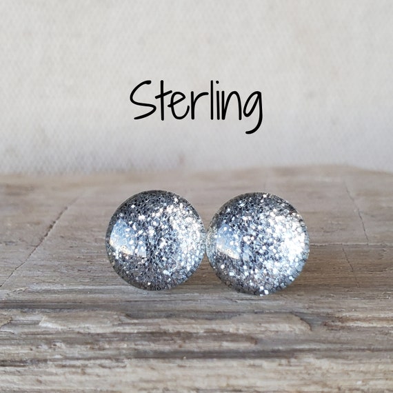 Sterling Glitter Titanium Posts Sensitive Ears Silver - Etsy