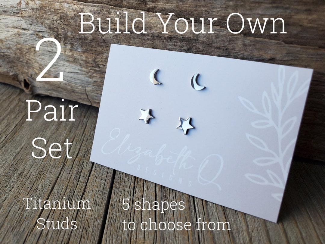 Titanium Stud Earring Set, Hypoallergenic, 2 Pair Gift Set, Minimalist ...