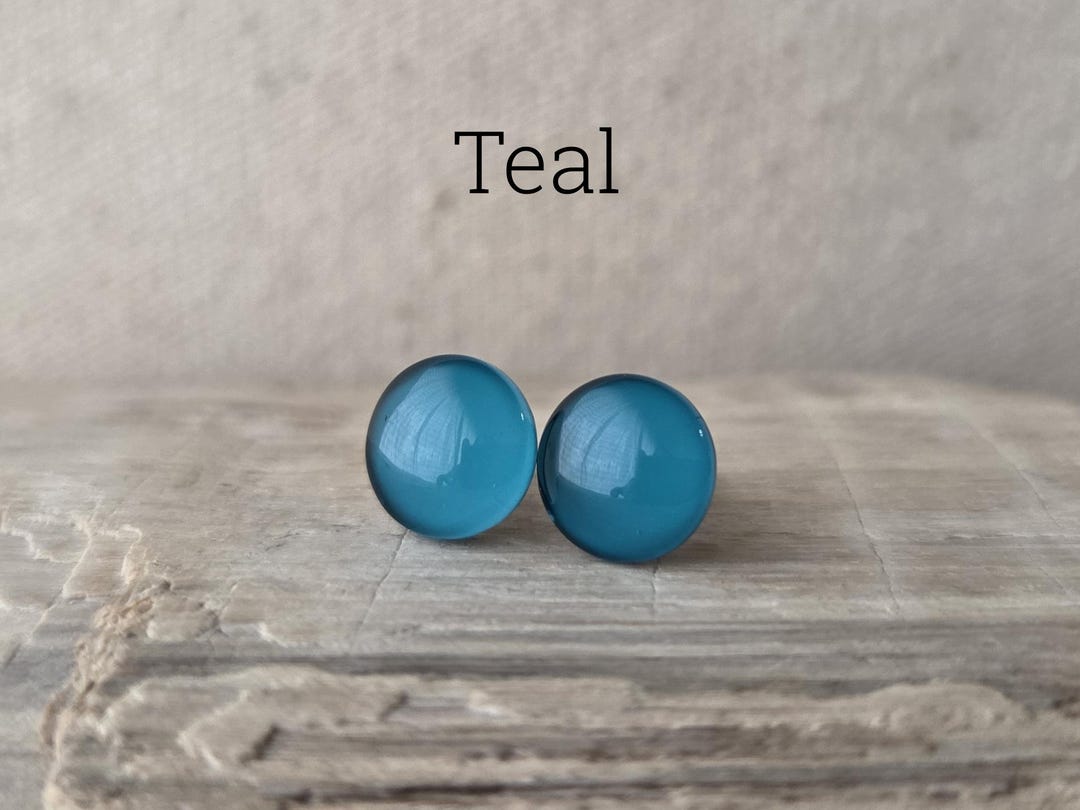 Teal Stud Earrings, Titanium Posts, Hypoallergenic Studs, Sensitive ...