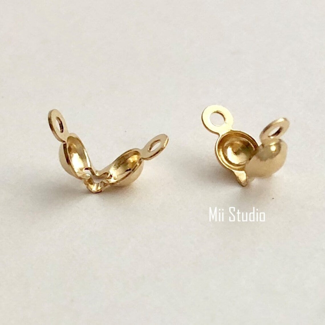 10pcs 20pcs Clamshell Bead Tip Knot End Cover 14k Gold Filled Clamshell ...