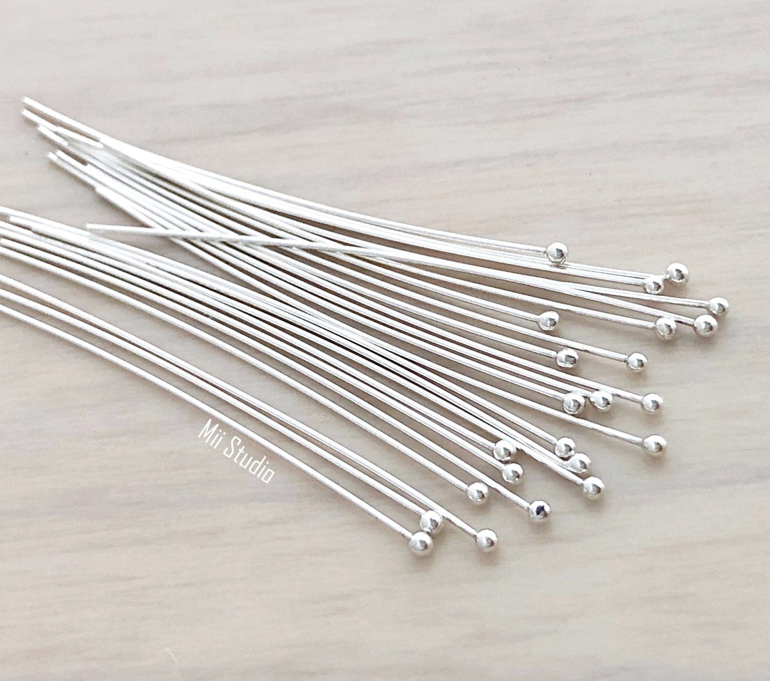 50pcs 26 Gauge 925 Sterling Silver Ball Head Pin Headpins 1.5" F233s - Etsy