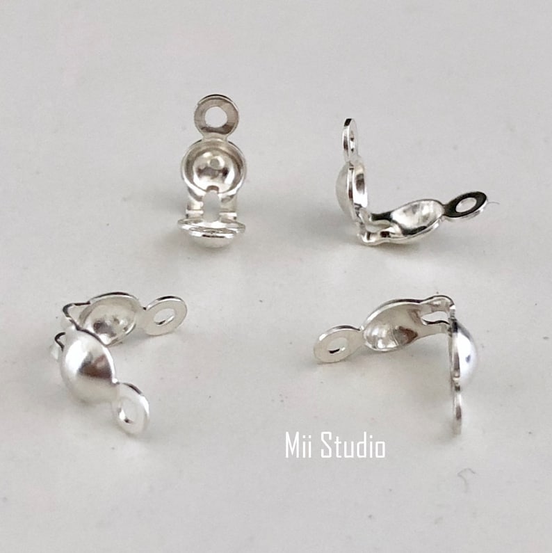 30pcs Clamshell Bead Tip Knot End Cover 925 Sterling Silver Clam Shell ...