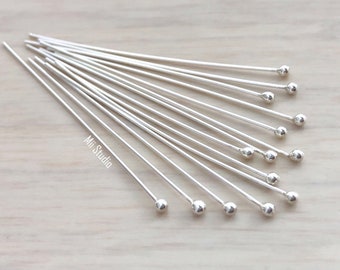 24 Gauge 2 Sterling Silver 3 Ball Dot Bead Head Pin | Etsy
