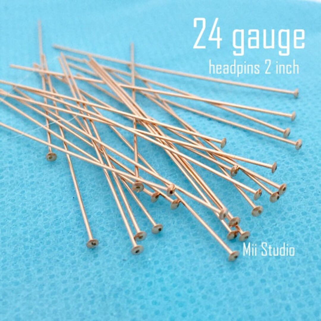 24 Gauge 14K Rose Gold Filled Cup Flat Head Pin Headpins 25 Pieces 2 ...