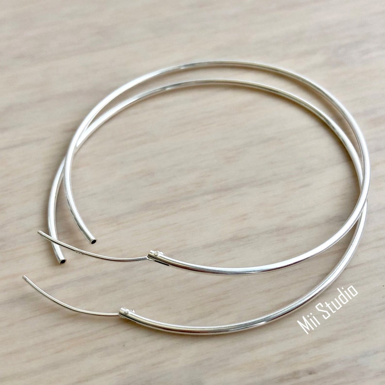 50mm 925 Sterling Silver Round Endless Hoop Loop Earring Wire Ear Wire ...