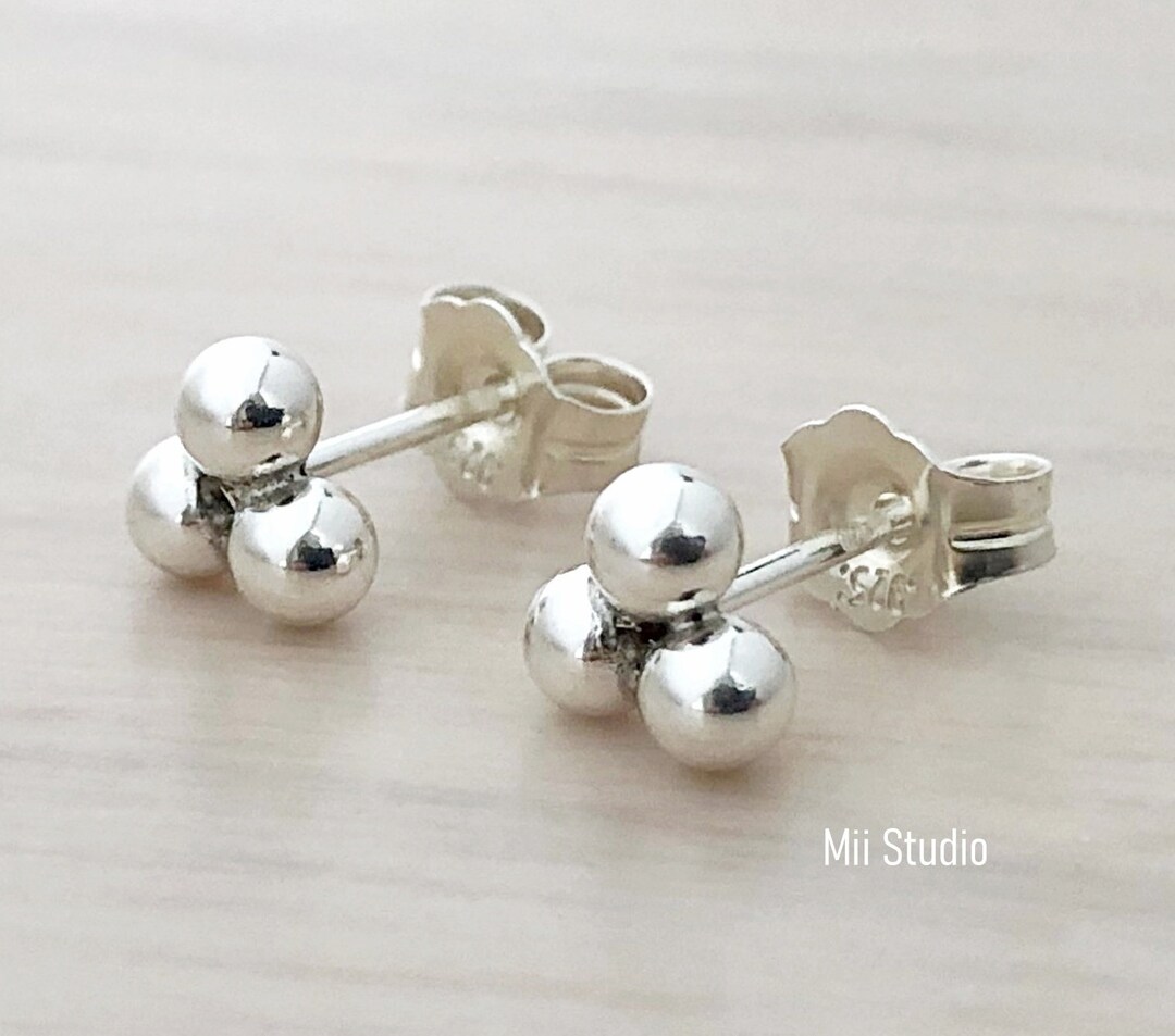 3 Oreja de bola poste plata esterlina alambre de orejas E94s - Etsy España