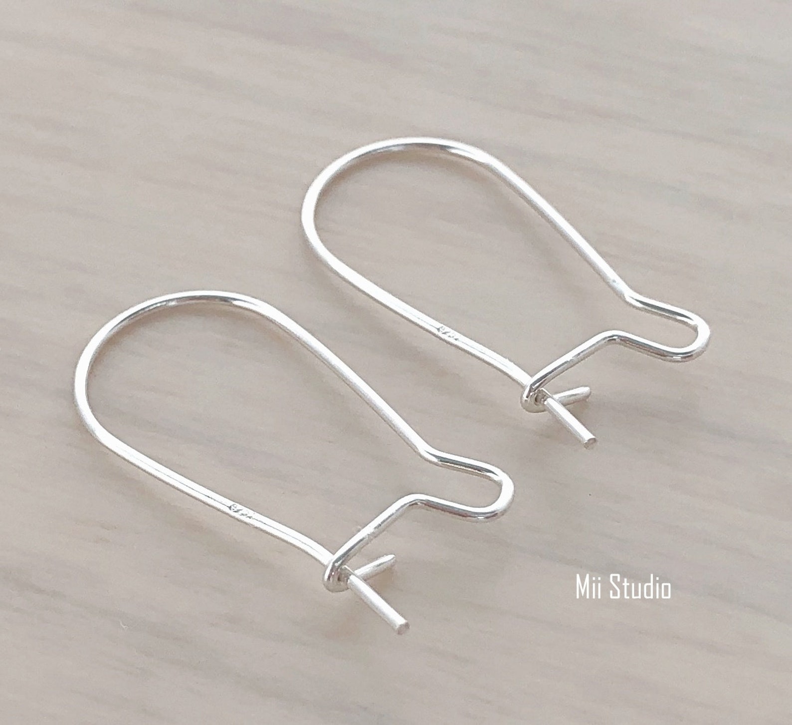 Sterling Silver Kidney Earring Ear Wire 23mm Medium 10pcs E27s - Etsy