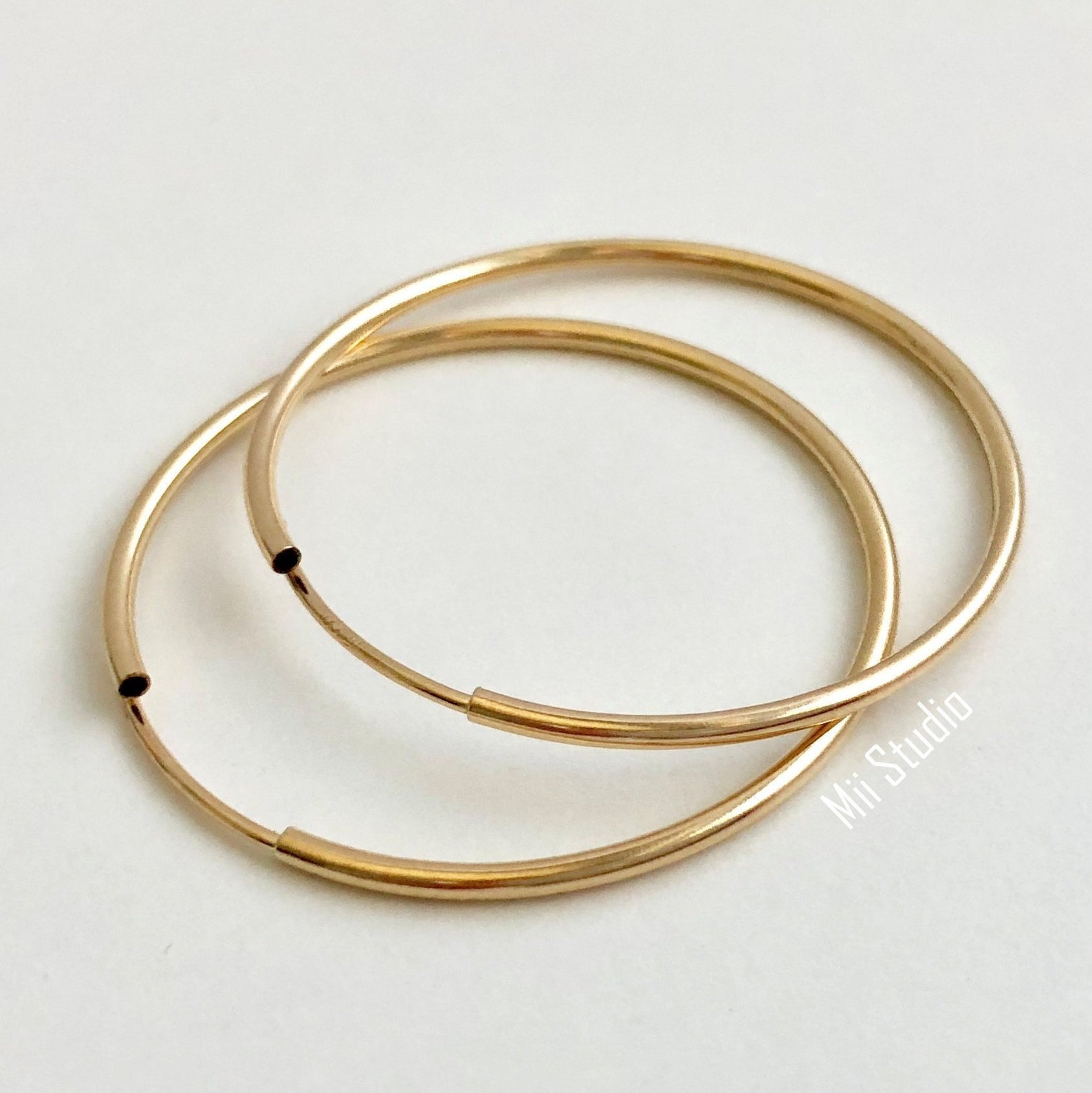 2pcs 50mm 2"14k Gold Filled Round Endless Hoop Loop Earring Wire Ear ...